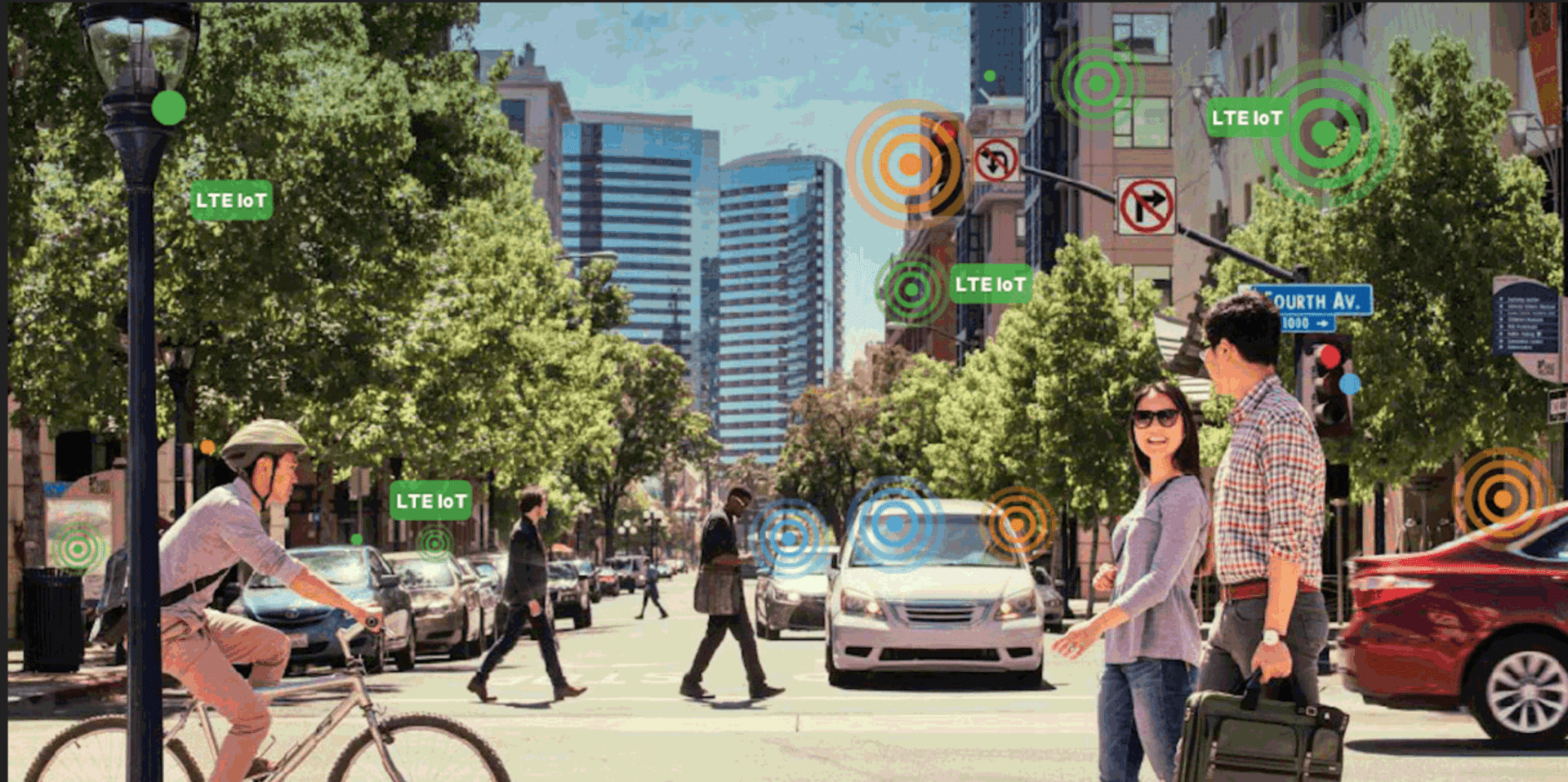 Road safety with C-V2X – at a four-way ITS intersection, no traffic signals